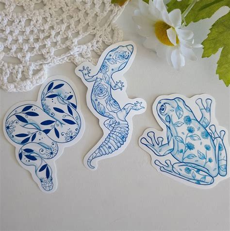 Blue And White Pottery Inspired Reptile Stickers Ball Python