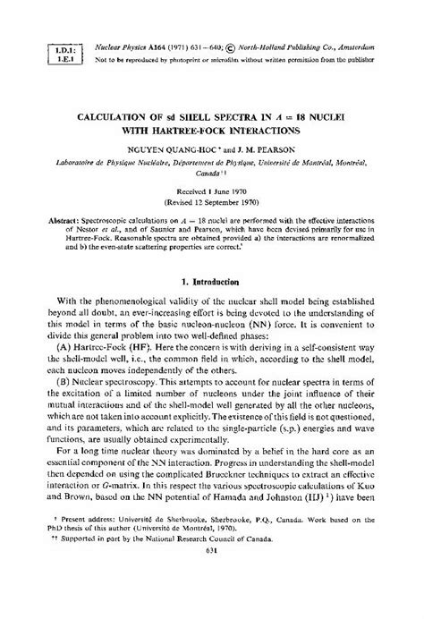 Pdf Calculation Of Sd Shell Spectra In A 18 Nuclei With Hartree