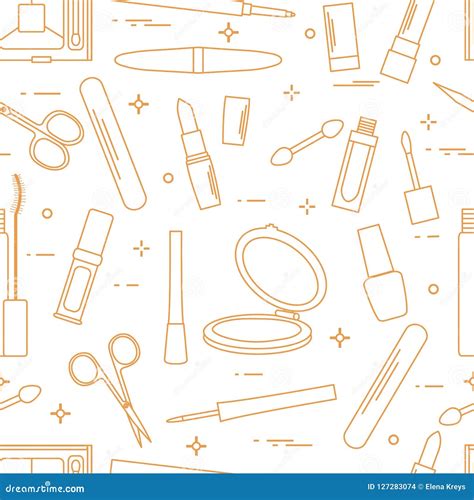 Pattern Of Decorative Cosmetics Nail Tools Stock Vector