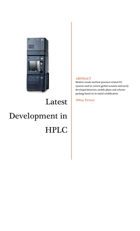 PDF Latest Development In HPLC