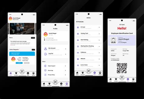 smart digital id card and visitor dashboard ui design by harsh bhagat on