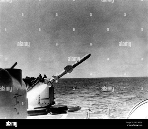 A Ggmrgm 84 Harpoon Missile Is Being Fired From The Guided Missile