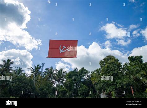 Communist Flag Hammer And Sickle Representing The Peasants And The