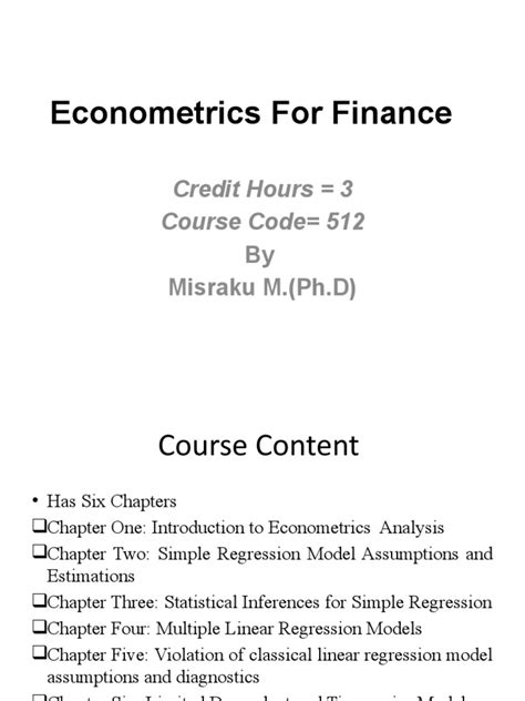 Chapter 1 Introduction To Econometric Analysis Pdf Econometrics