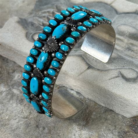 Zuni Sleeping Beauty Cluster Bracelet Durango Silver Company Online