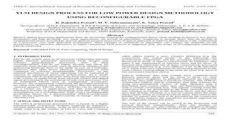 Vlsi Design Process For Low Power Design Methodology Using