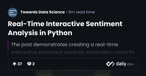 Real Time Interactive Sentiment Analysis In Python Dailydev