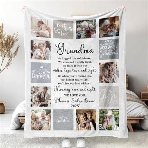 Personalized Grandma Photo Blanket Hug Poem Fleece Or Sherpa Mothers