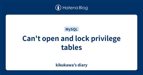 Cant Open And Lock Privilege Tables Kikukawas Diary