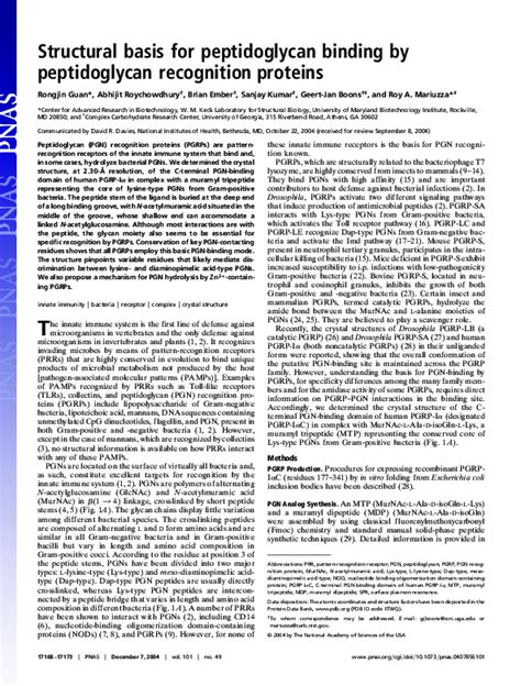 Pdf Structural Basis For Peptidoglycan Binding By Peptidoglycan
