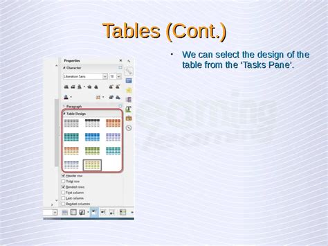 Understanding Presentations Tables Understanding Presentations Tables