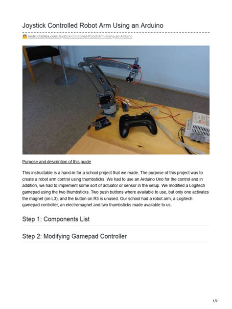 Joystick Controlled Robot Arm Using An Arduino Download Free Pdf