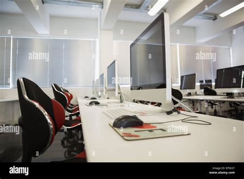Empty Computer Room Stock Photo Alamy
