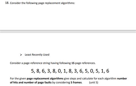 solved 18 consider the following page replacement