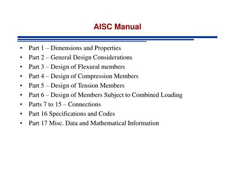 PPT AISC Manual PowerPoint Presentation Free Download ID