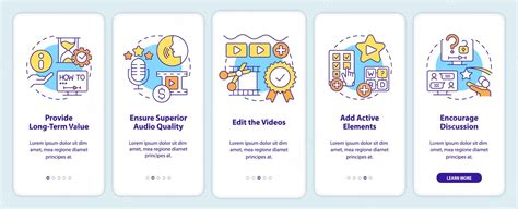 Premium Vector Elearning Video Tips Onboarding Mobile App Screen