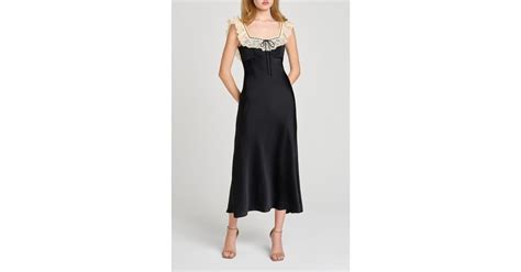 Wayf Ella Lace Trim Slipdress In Black Lyst