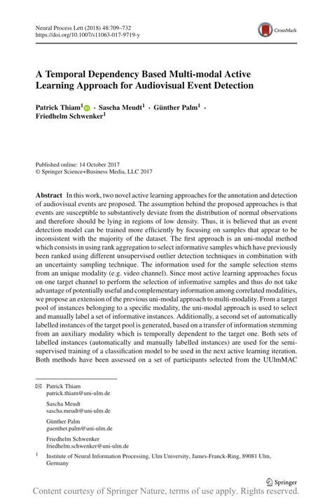 a temporal dependency based multi modal active learning approach for