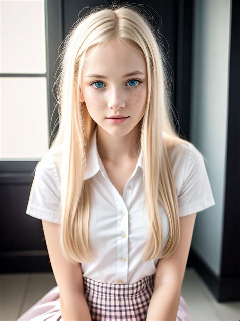 A Close Up Of A Young Girl With Long Blonde Hair Seaart Ai
