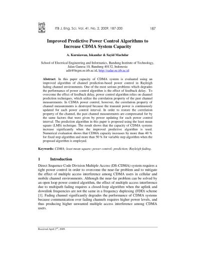 View Of Improved Predictive Power Control Algorithms To Increase Cdma System Capacity