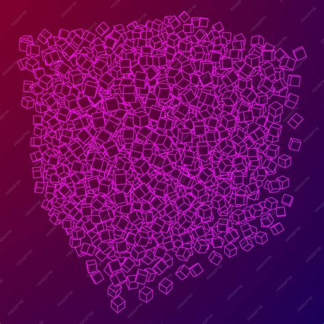 Premium Vector Wireframe Mesh Cube Make With Many Small Cubes