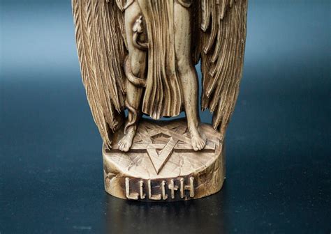 Lilith Demoness Figurine Jewish Demonology Statue Wooden Sculpture