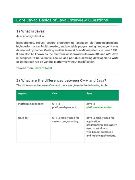 Core Java Interview Questions Guide Pdf Java Virtual Machine Java