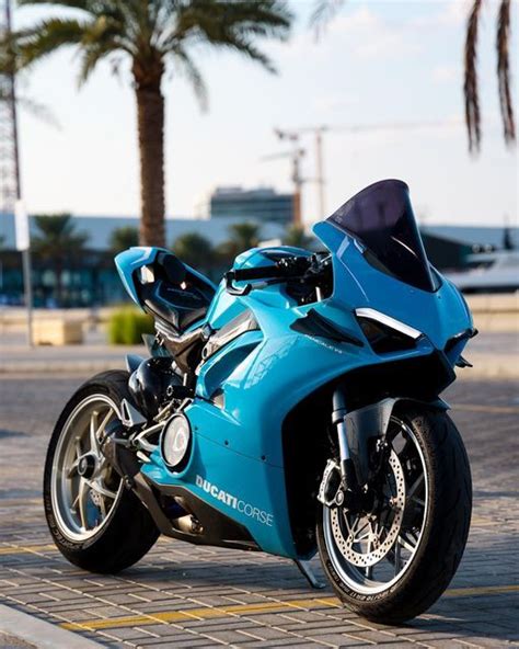 Miami Blue Ducati Panigale V4 On Marina Parking Lot Ducati Panigale
