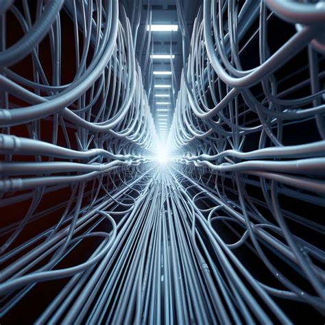 Stunning Monochromatic Cables In High Tech Industrial Scene Ultra Sharp Lighting Intricate