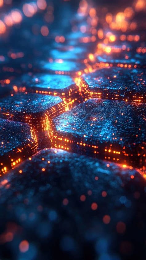 Futuristic Digital Network With Glowing Grid Stock Image Image Of