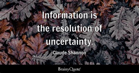 Claude Shannon Information Is The Resolution Of