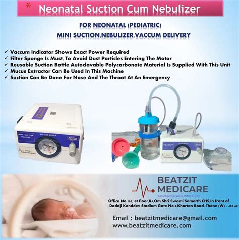 Portable Neonatal Suction Cum Nebulizer Machine Size Compact Model