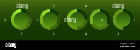 Circular Progress Charts A Set Of Green Segmented Donut Graphs