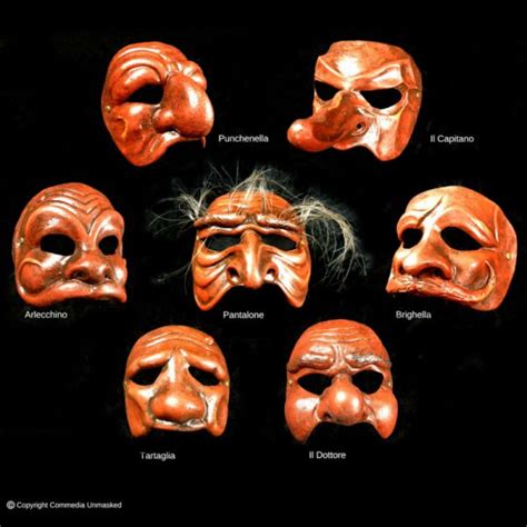 Commedia Delarte Leather Replica Latex Masks Commedia Unmasked