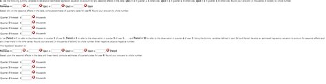 Solved Based Only On The Seasonal Effects In The Data