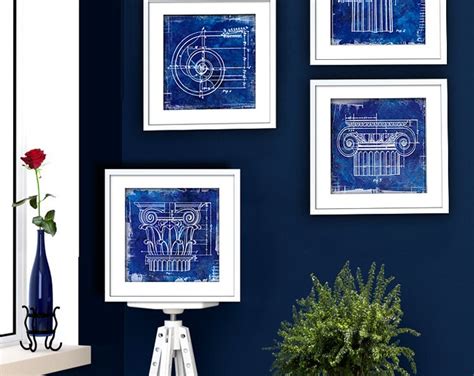 architectural column blueprint style art prints original art 5 to 12