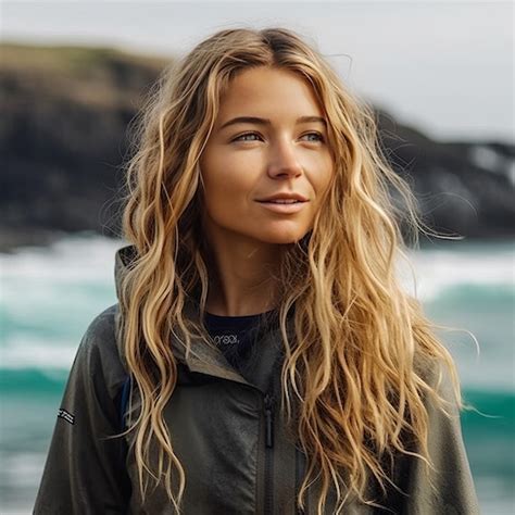 Premium Photo Blonde Beach Babe Conquers The Big Drop A Womans Epic