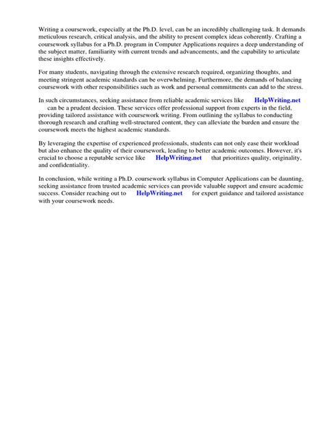 Phd Coursework Syllabus Computer Application Pdf Computer