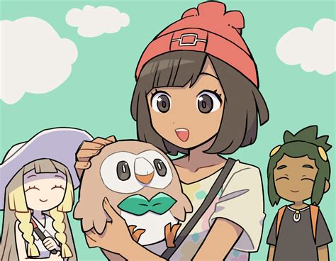 Lillie Selene Rowlet And Hau Pokemon And More Drawn By Numae Kaeru Danbooru