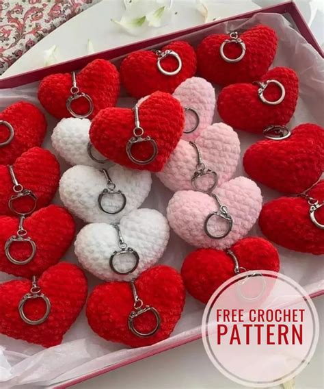Crochet Heart Keychain Free Pattern All Thing Crafts
