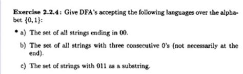 Solved Exercise 2 2 4 Give DFA S Accepting The Following Chegg Com