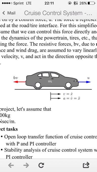 Solved Cruise Control System Analysis And Design 1