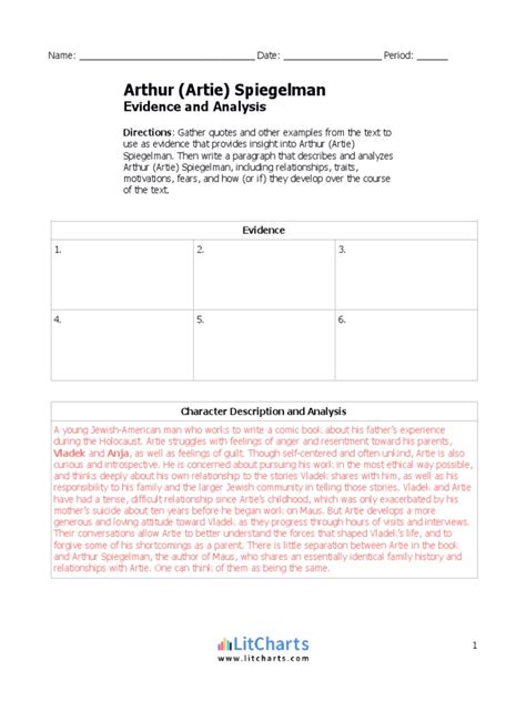 Maus Character Analysis Pdf