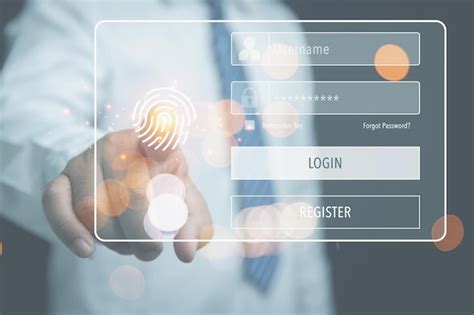 Premium Photo The Fingerprint Of Businessman Identification To Personal Data Access Login By