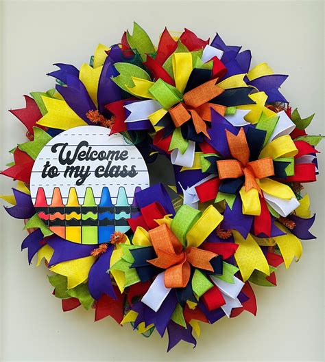Classroom Wreath School Decor School Wreath Preschool Wreath Crayon