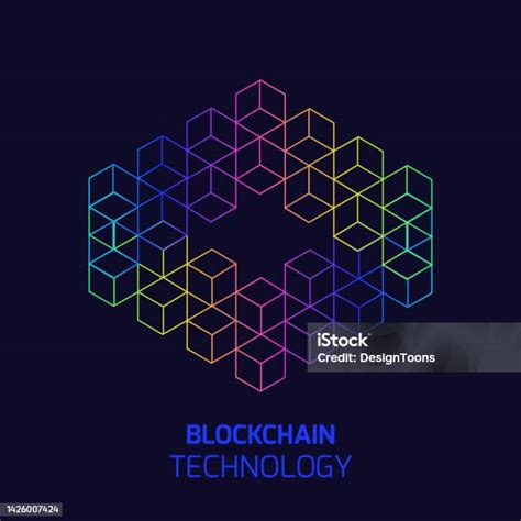 Blockchain 기술 개념입니다 체인으로 연결 된 입방 노드입니다 암호화 가상 돈을 안전한 E비즈니스 또는 웹 보안에 대 한