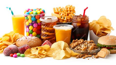 Premium Photo A Variety Of Unhealthy Food And Drinks Including Soda