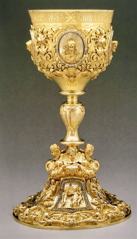 Chalice Moscow 1871 Silver Gilt Paste Gemstones Công Giáo Mỹ