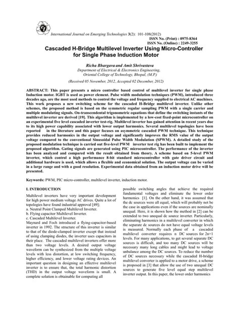 Cascaded H Bridge Multilevel Inverter Using Micro