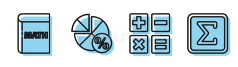 Set Line Feather And Inkwell Triangle Math Equation Solution And